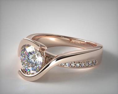 Intertwined Bypass Tension Pave Engagement Ring in 14K Rose Gold 4.30mm Width Band Setting Price